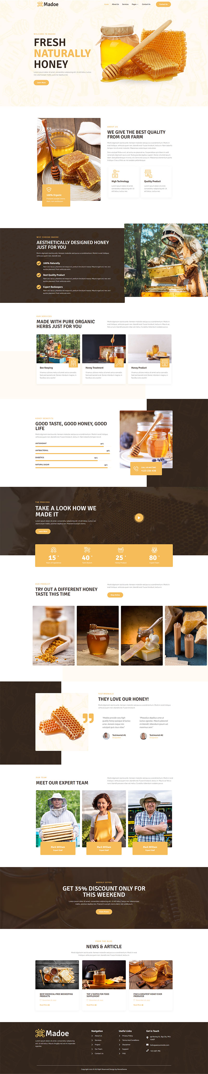 Madoe - Honey Bee Farm Elementor Template Kit by Rometheme | ThemeForest
